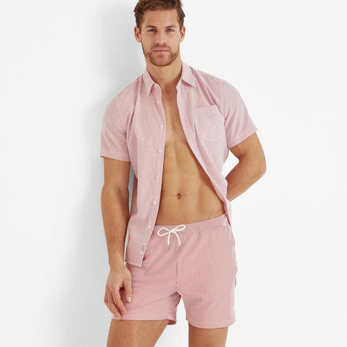Fenton Men's Shirt in Washed Red Seersucker Stripe | TOG24