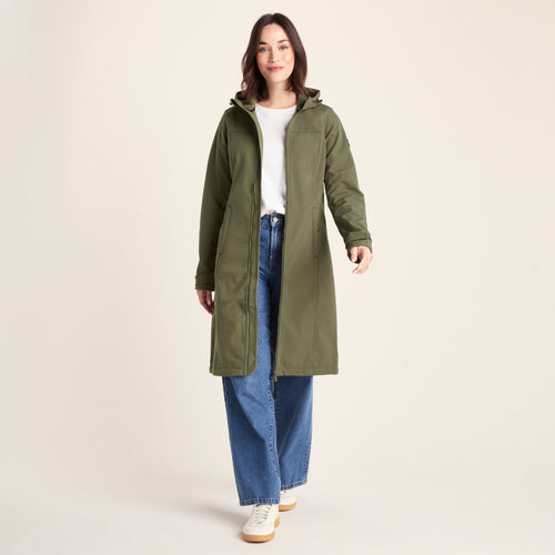 Marina Womens Long Water Resistant Softshell Jacket - Khaki – TOG24